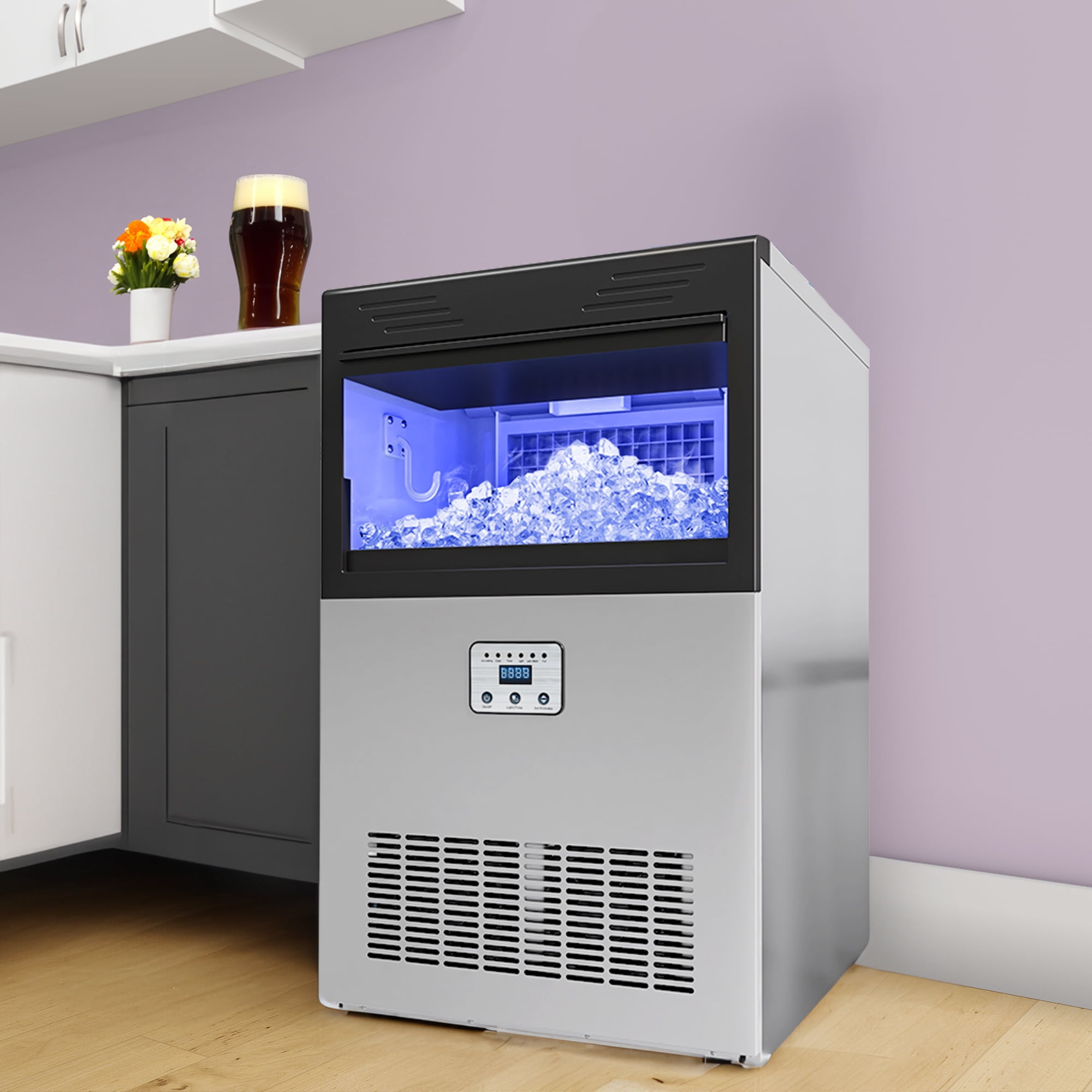 Dextrus Commercial Ice Maker Machine 200LBS/24H with 48LBS Storage Bin ...