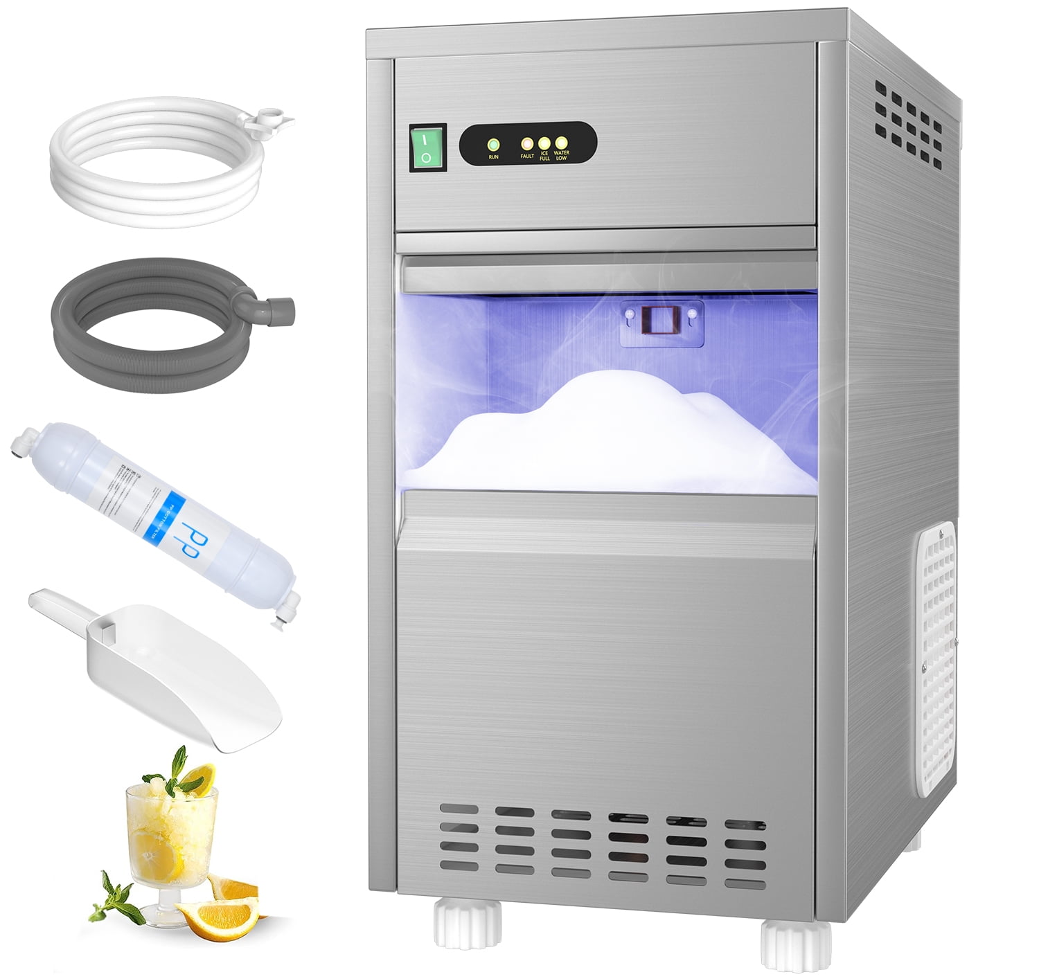 Dextrus Commercial Snowflake Ice Maker 44LBS/24H with 11LBS Storage ...