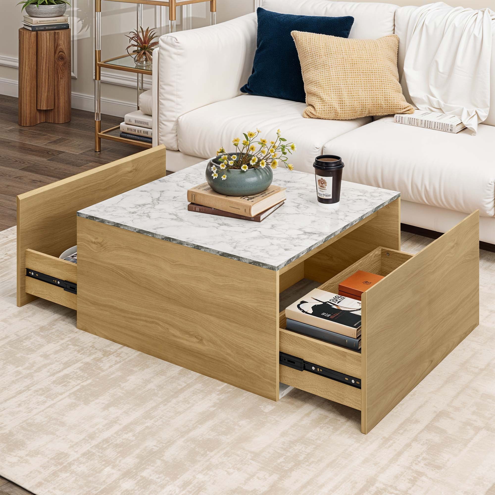 Dextrus Contemporary Coffee Table, Minimalist Design, Engineered Wood ...