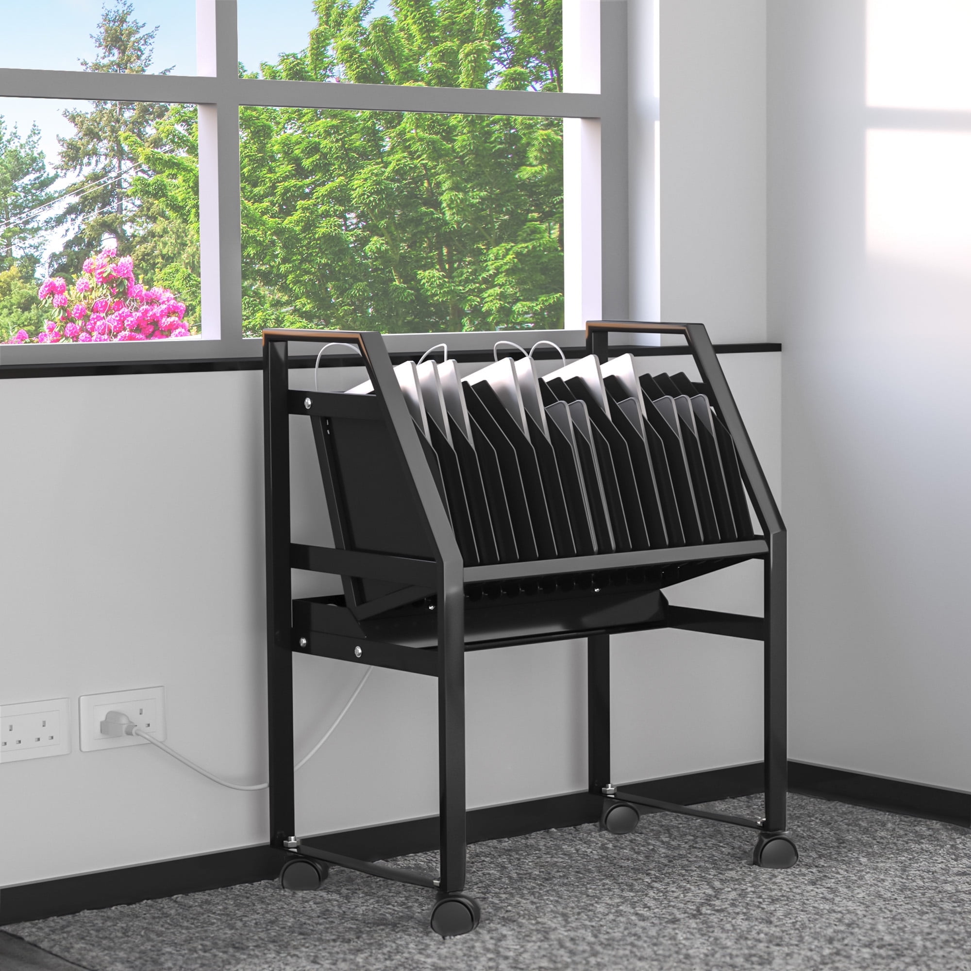 Dextrus Mobile Charging Cart for iPads and Laptops, Holds 16 Devices ...