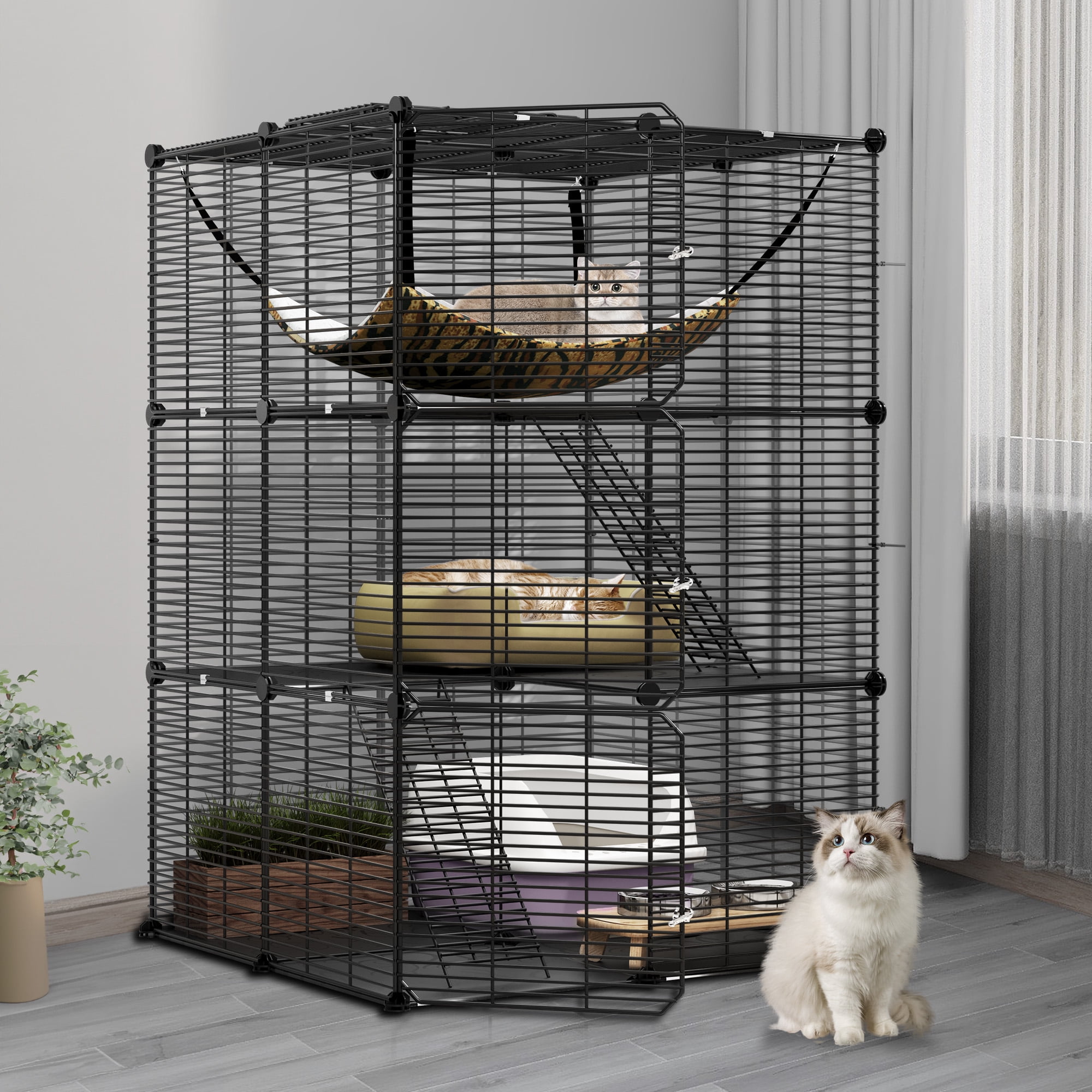 "Dextrus DIY Cat Cage with Extra Large Hammock, Indoor/Outdoor, for 1-2 ...