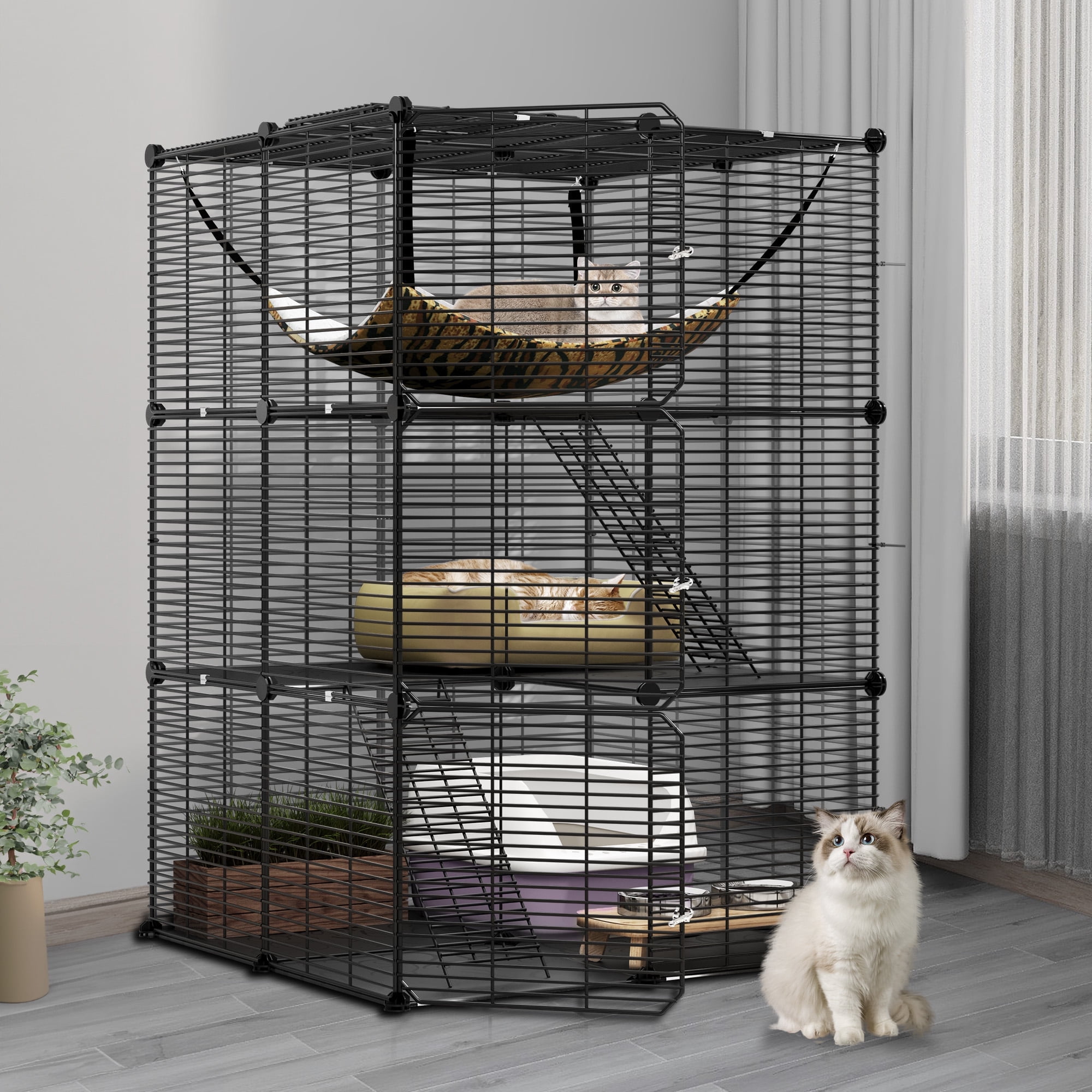"Dextrus DIY Cat Cage with Extra Large Hammock, Indoor/Outdoor, for 1-2 ...