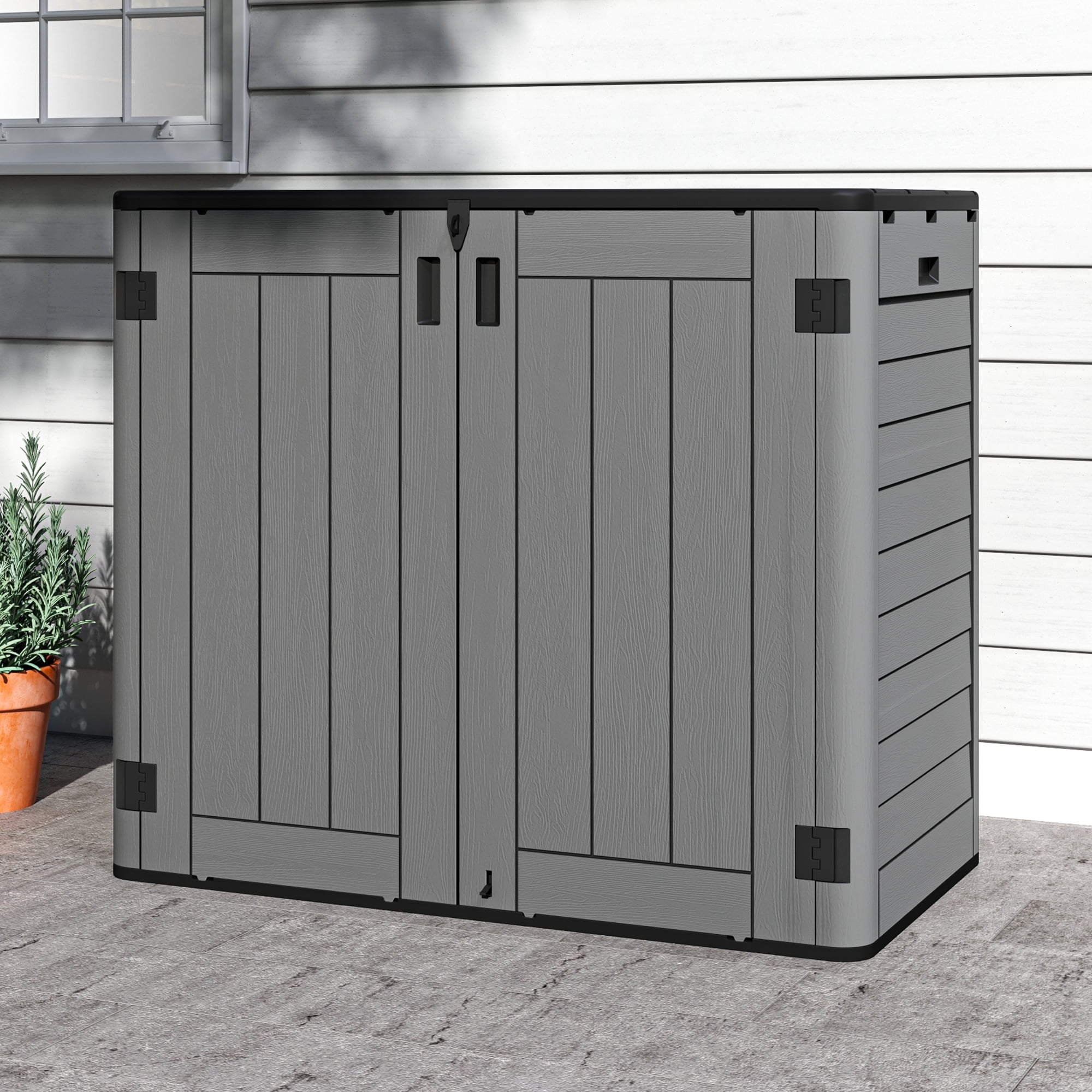 Dextrus Outdoor Storage Shed Plastic,25 Cubic Feet with Shelving for ...