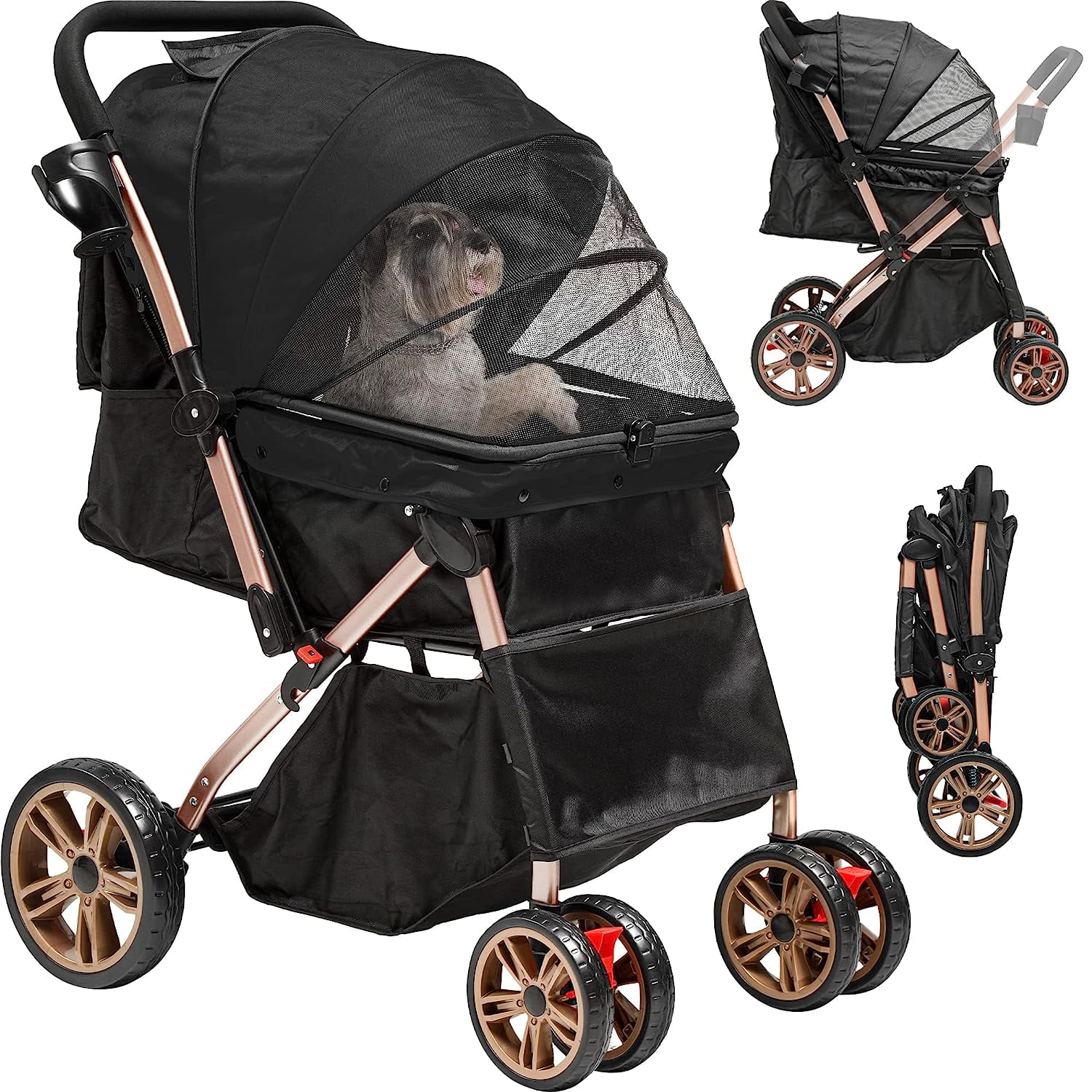 Dextrus Dog Stroller for Medium Small Dogs, Upgraded Version, 360 ...
