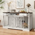 Dextrus Double Large Dog Crate Furniture TV Stand with Charging Station ...
