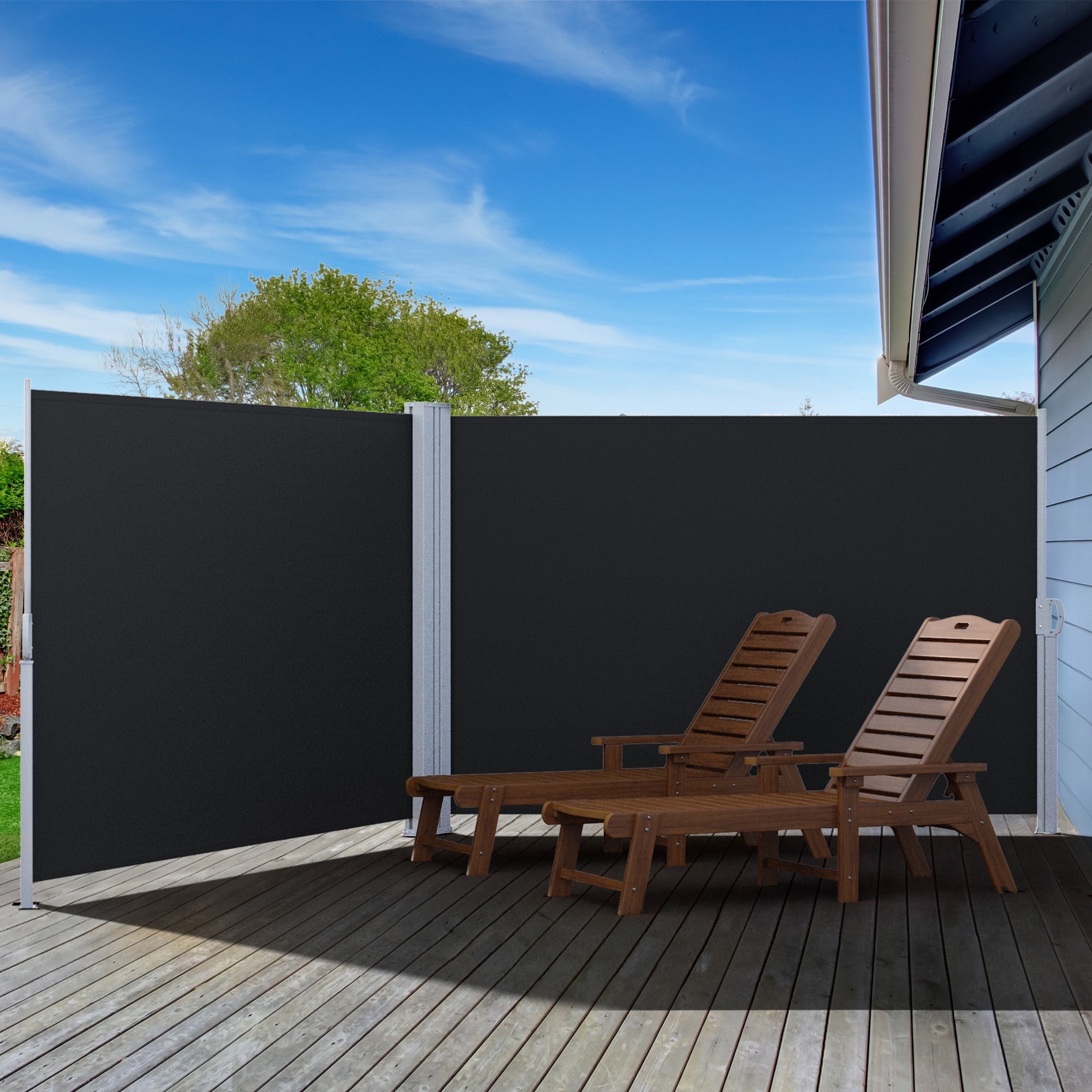 Dextrus Double Side Awning, Retractable Privacy Screen, Weatherproof ...