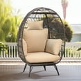 Dextrus Indoor/Outdoor Egg Lounge Chair with Cushion, PE Rattan Wicker ...