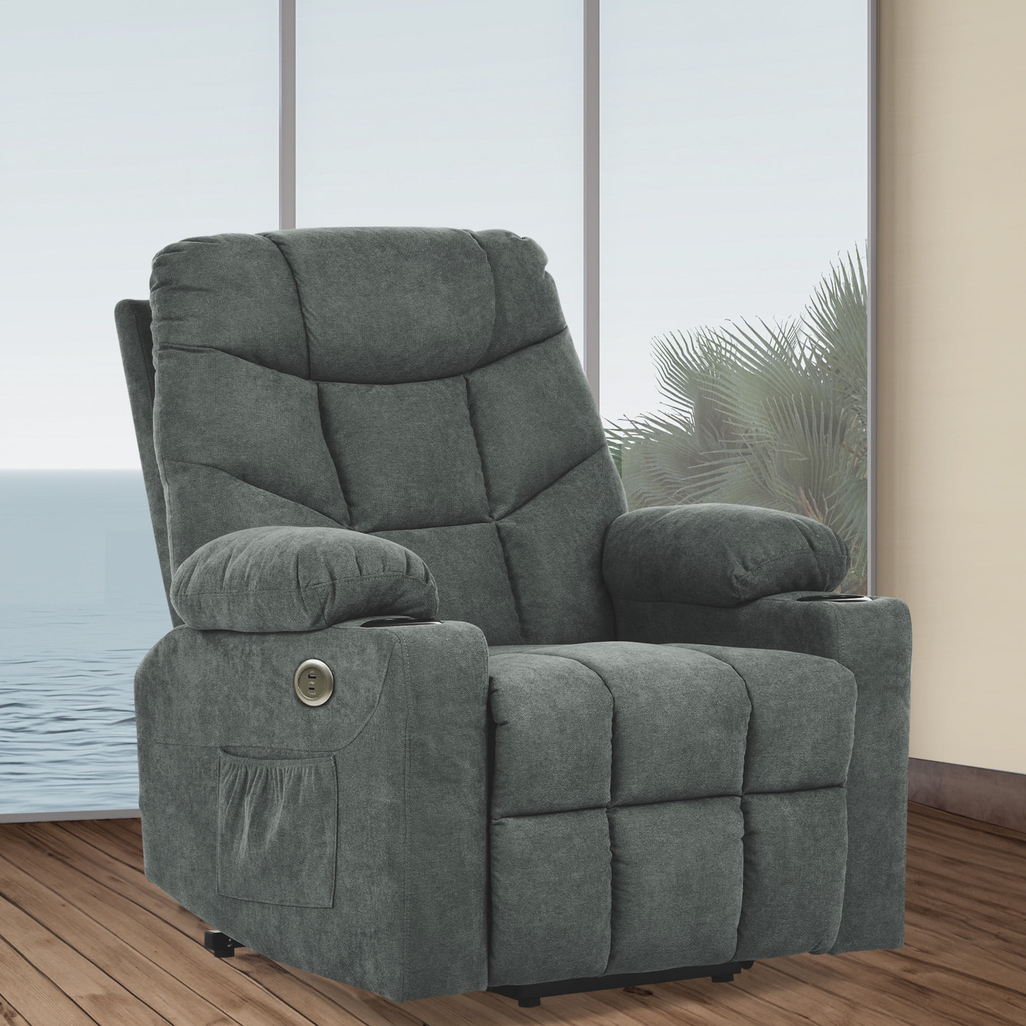 Dextrus Electric Recliner Chair, Contemporary Fabric Recliner with ...
