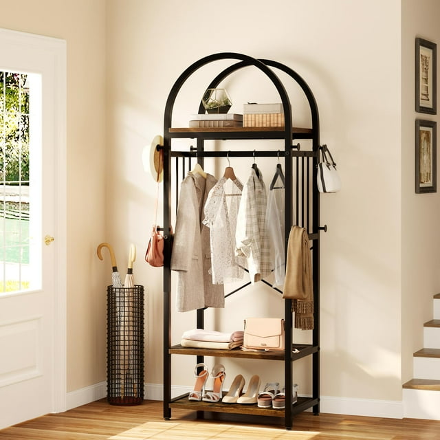 Dextrus Entryway Coat Rack with Bench and Shoe Storage, 3-in-1 Coat ...