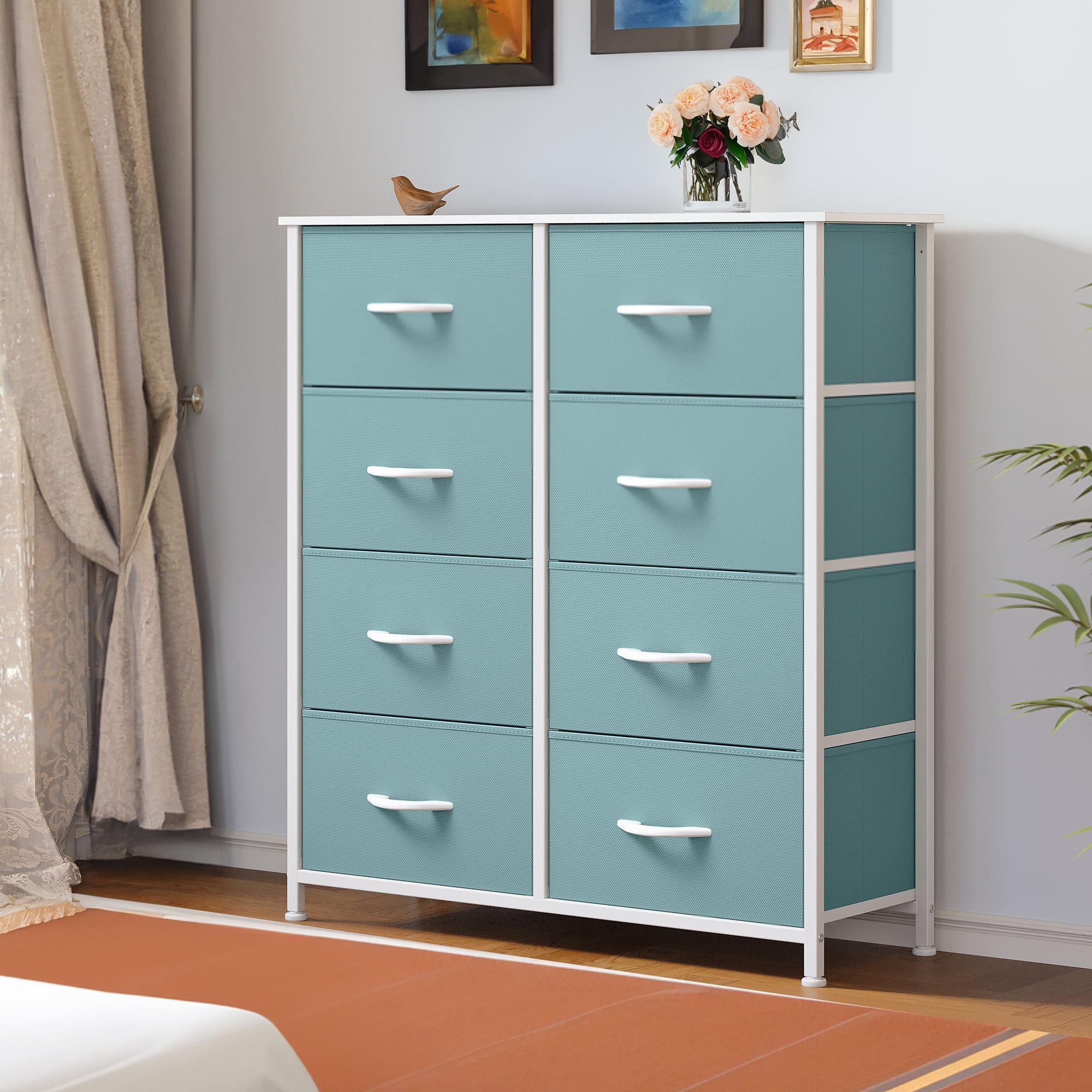Dextrus Fabric Dresser for Bedroom, Tall Storage Dresser with 8 Drawers ...