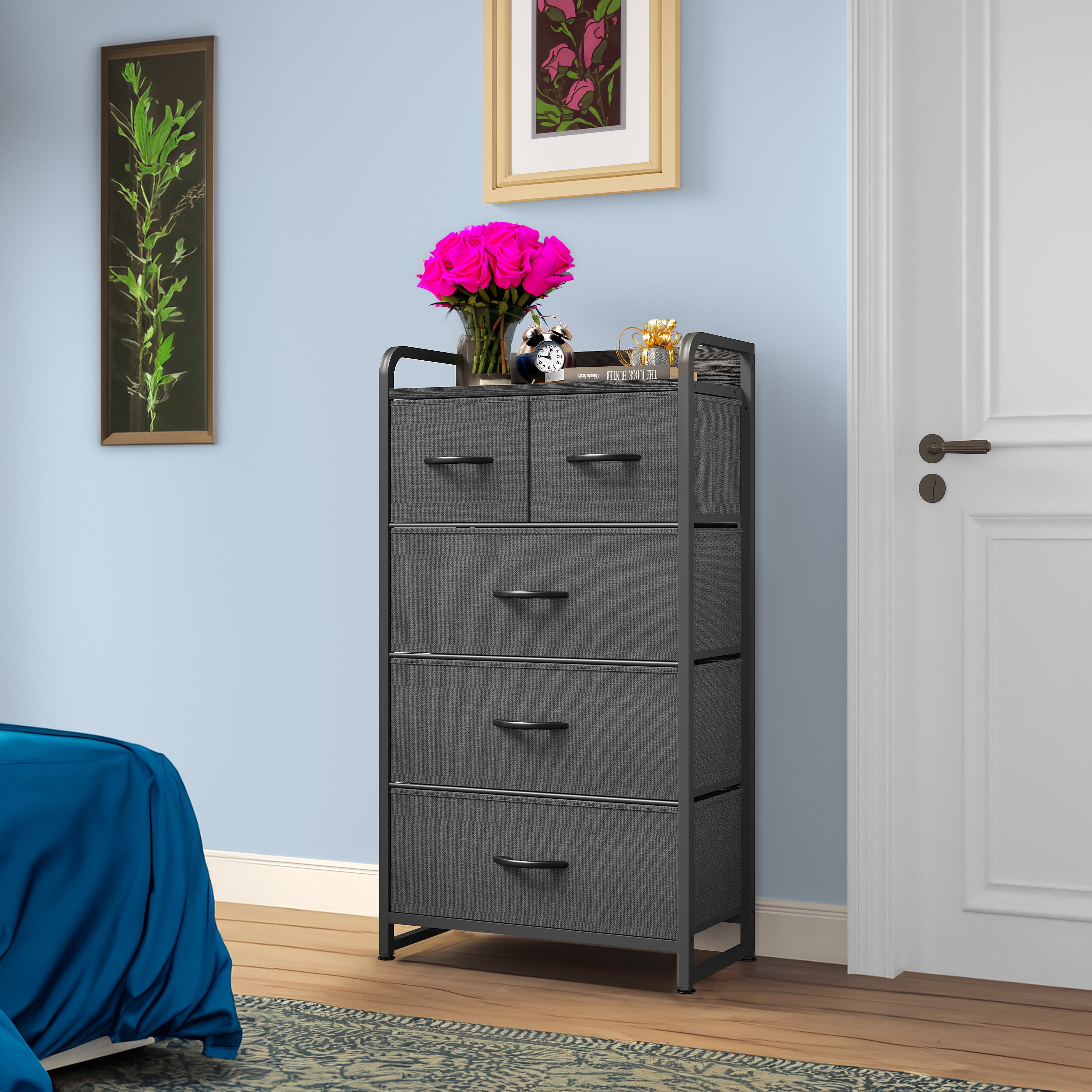 Dextrus 5-Drawer Fabric Dresser for Adults, Storage Tower Organizer for ...