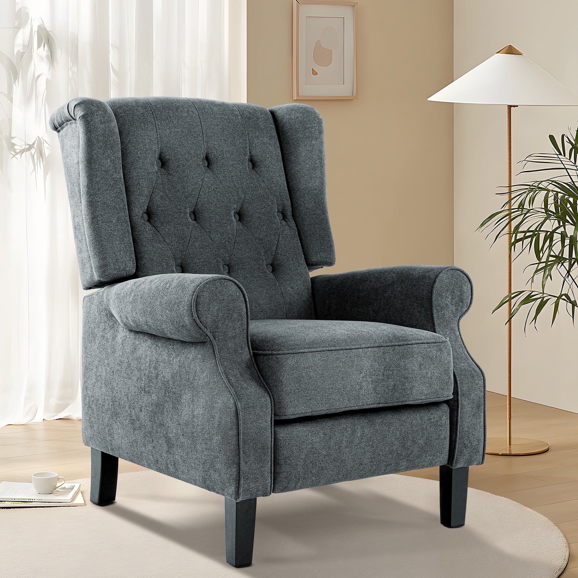 Dextrus Fabric Recliner Chair, Push Back with Armrests, Adjustable Sofa ...