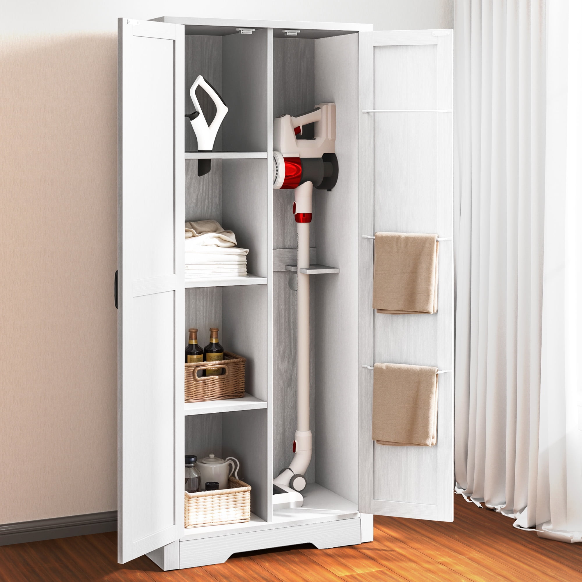 Dextrus Farmhouse 2-Door Storage Cabinet, Freestanding Utility ...
