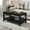 DWVO Living Room Coffee Table with Storage Shelf, Classic 39 inch ...