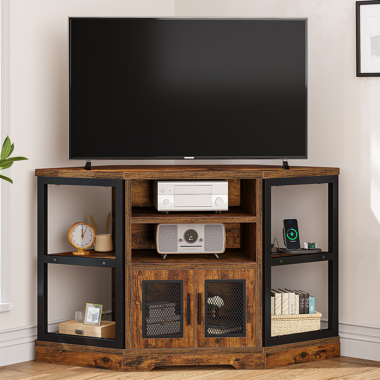 Eumyviv Farmhouse TV Stands for 55 Inch TV,Wood Media Entertainment ...