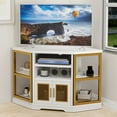 Dextrus Farmhouse Corner TV Stand for TVs up to 55 inch with Power ...