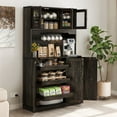 Dextrus Farmhouse Pantry Storage Cabinet with Power Outlets & Hooks ...