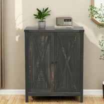 DWVO Farmhouse Shoe Cabinet with Barn Doors, 5-Tier Wood Shoe Storage ...