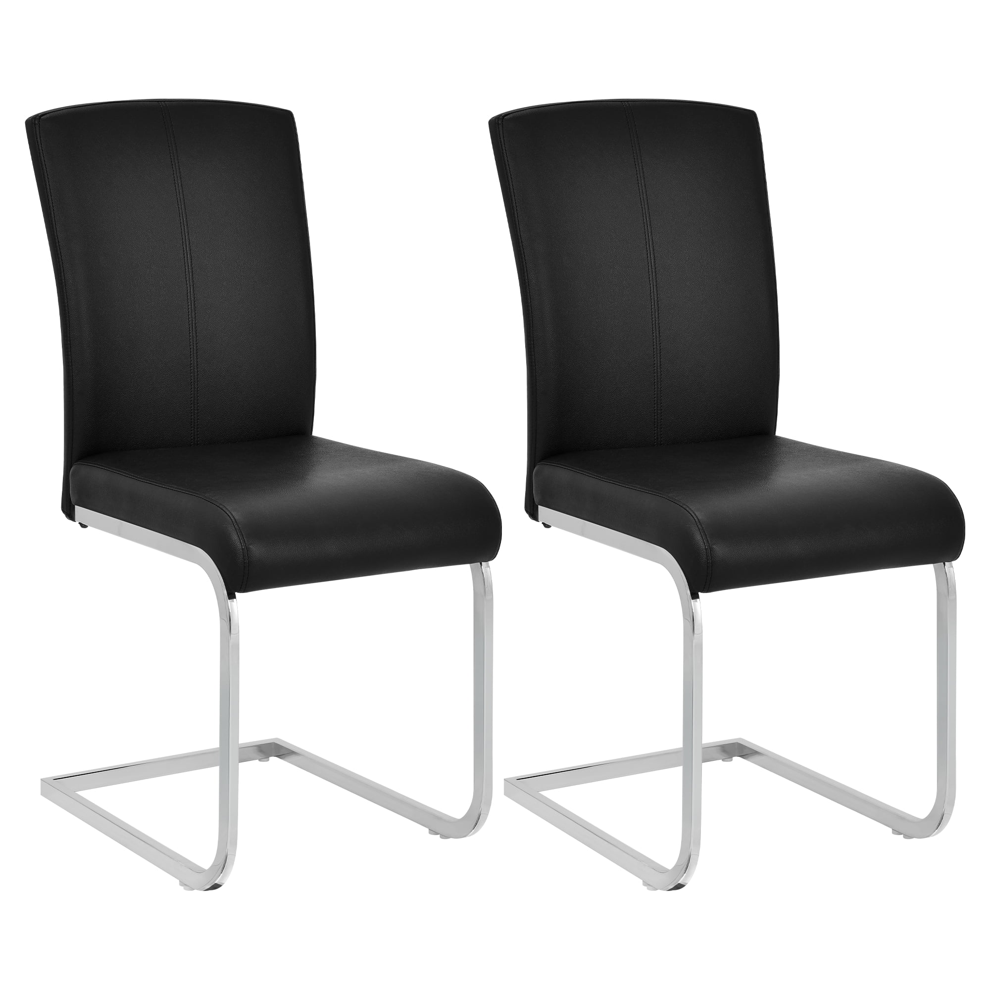 Dextrus Faux Leather Bucket Seat Dining Chairs with Black Frame in ...