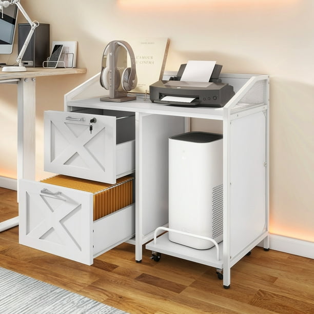 Dextrus File Cabinet with Charging Station and Paper Shredder Stand ...
