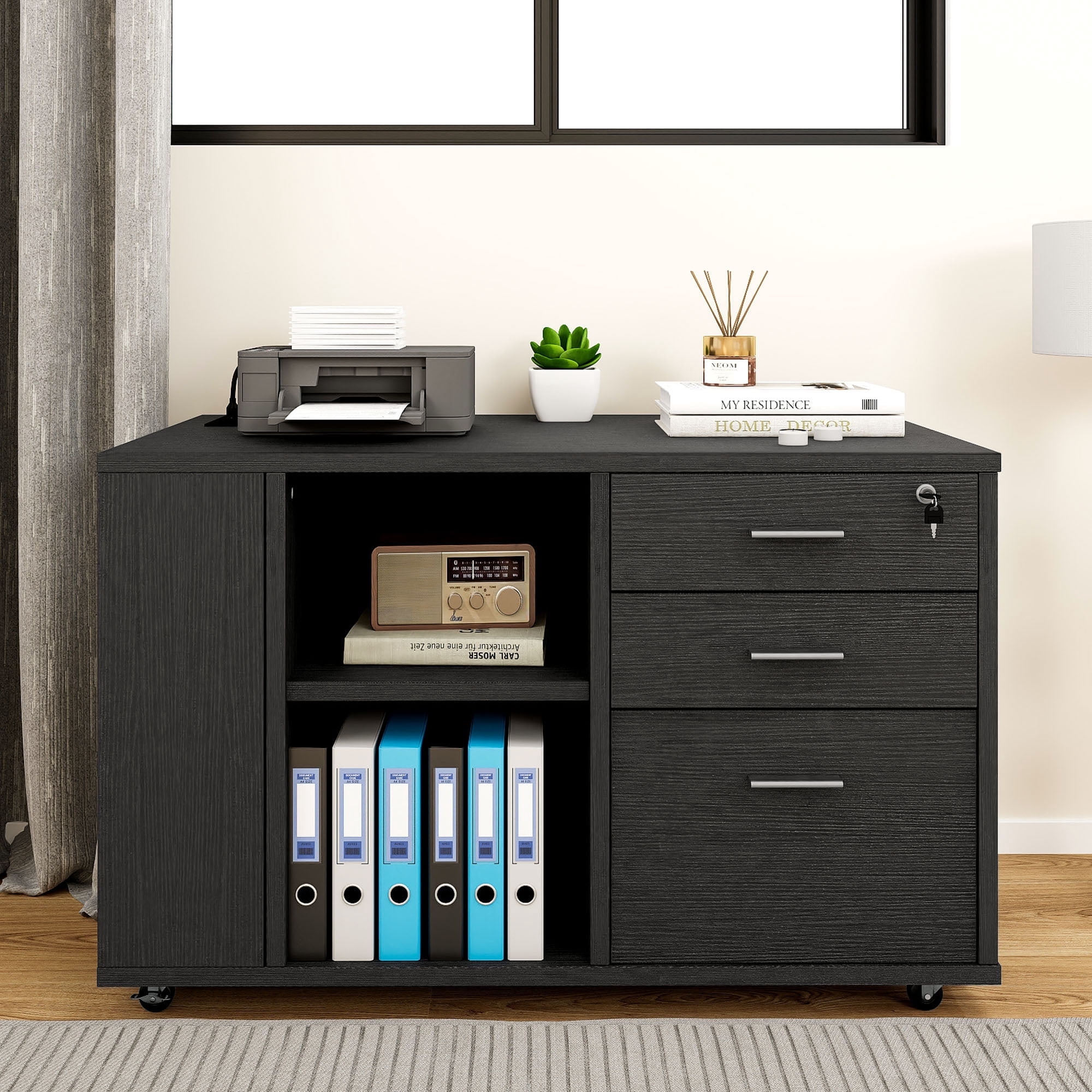 Dextrus Mobile File Cabinet with Charging Station, Lockable, Adjustable ...