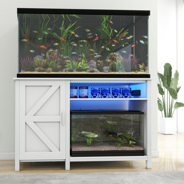 Dextrus Fish Tank Stand with Electrical Sockets, Cabinet for 55-75 ...