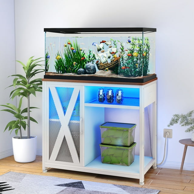 Free Shipping! Dextrus Fish Tank Stand Metal Aquarium Stand with Power ...