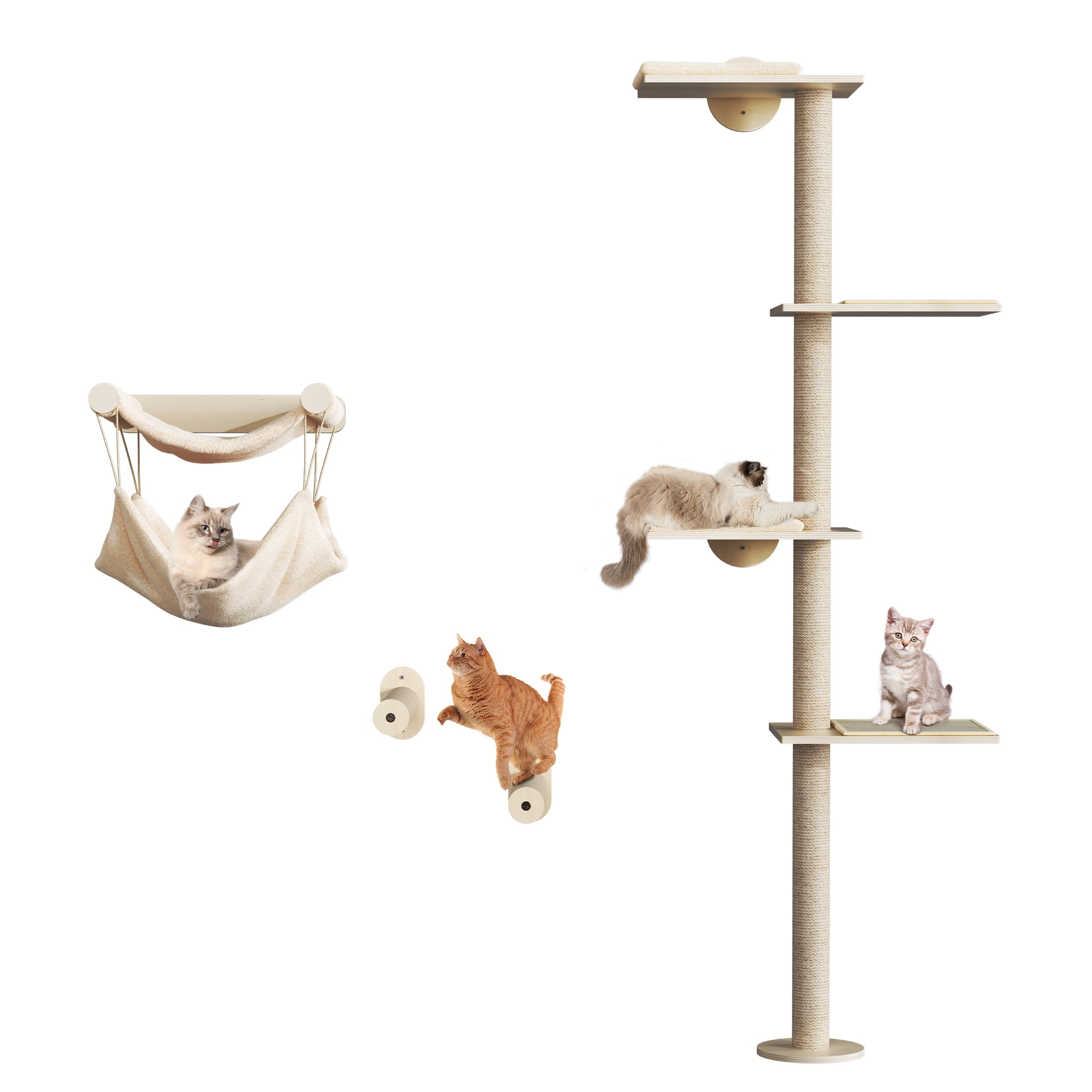 Dextrus Floor to Ceiling Cat Tree, Tall Scratching Cat Tower Post and ...