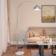 Coliware Arc Floor Lamp, Tall Adjustable Reading Light with Linen Shade ...