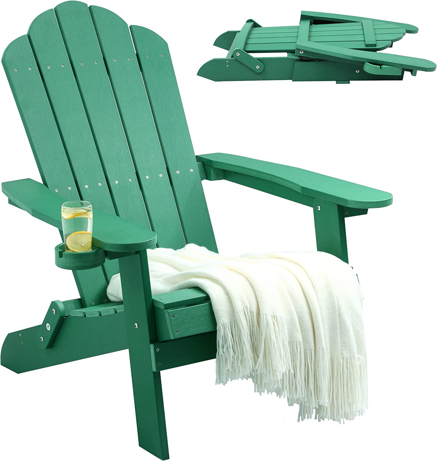 Dextrus Folding Adirondack Chair, Heavy Duty Foldable Plastic Outdoor ...