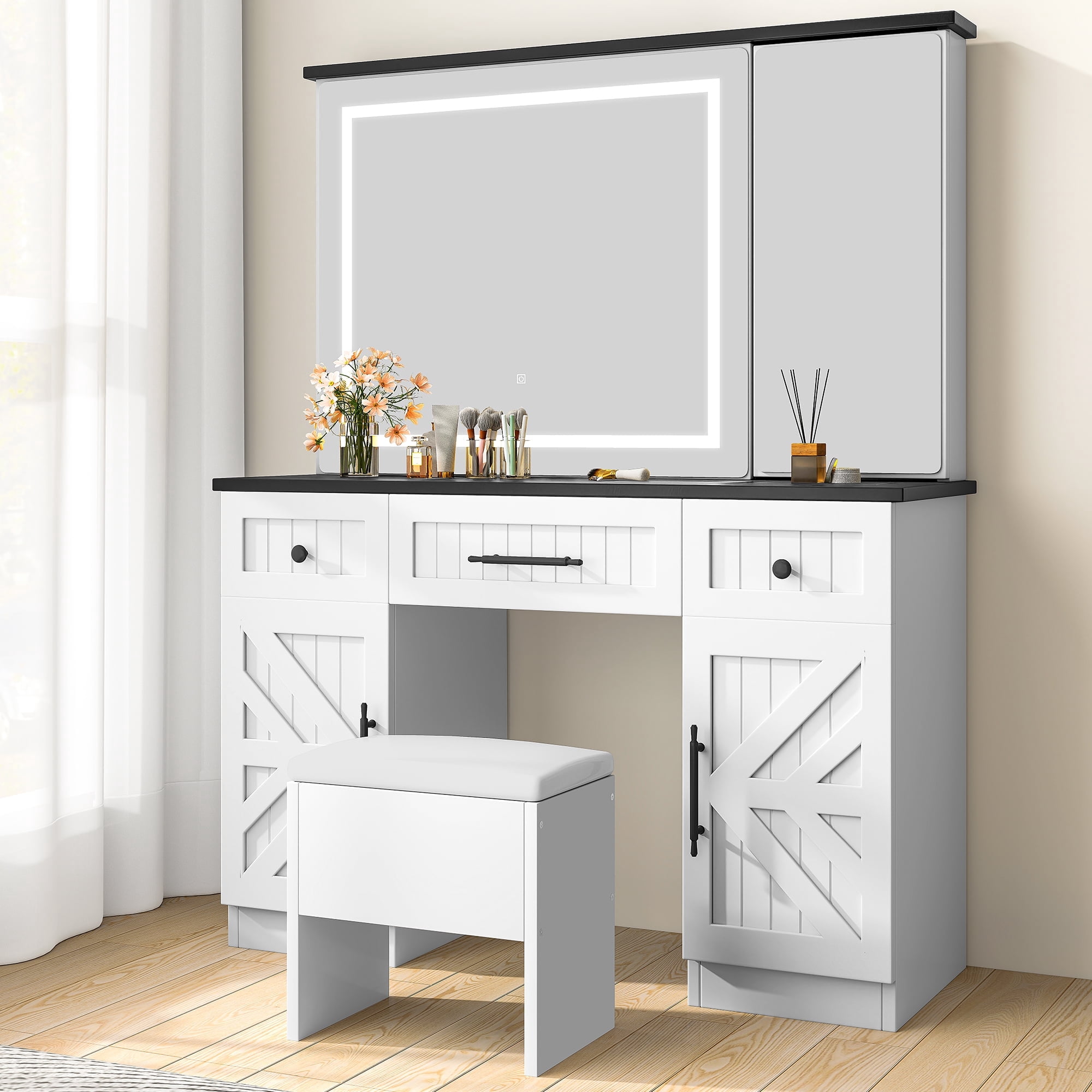 Dextrus Fusion Vanity Ensemble, Makeup Station with Expansive Light ...