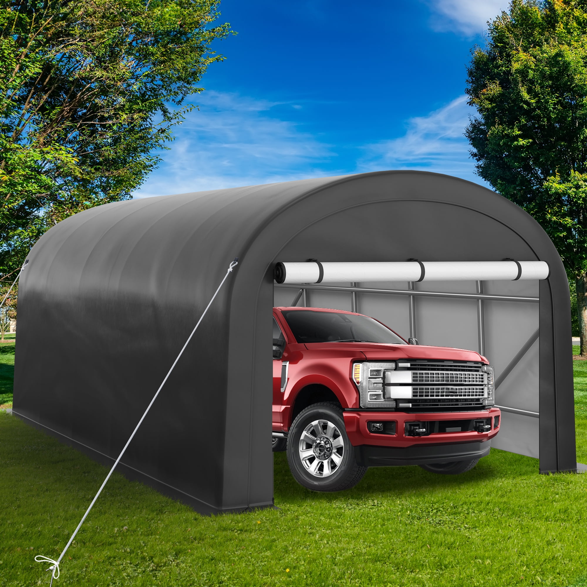 Dextrus Gray 12 x 20 FT Vehicle Shelter Portable Garage Tent Boat ...