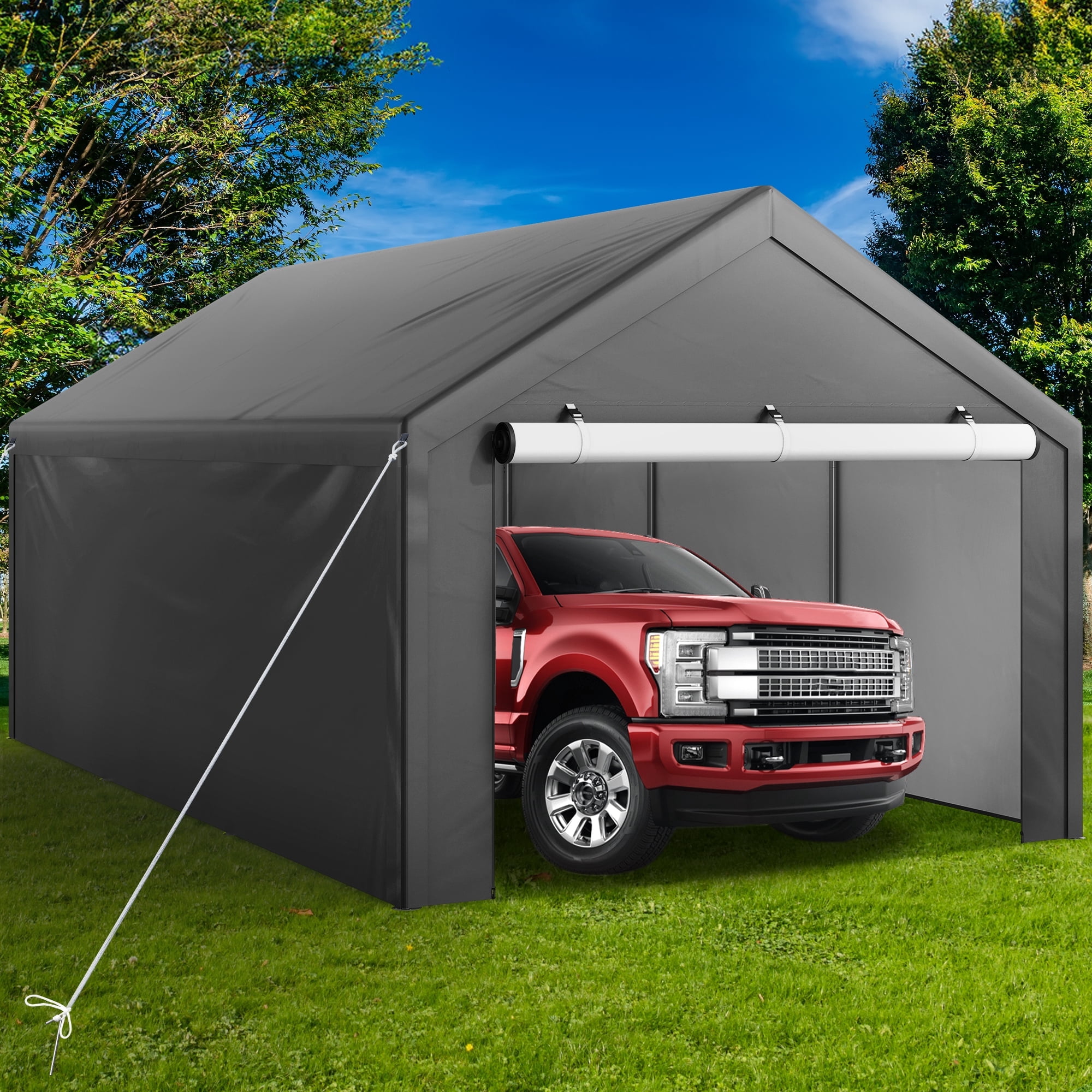 Dextrus Gray 12 x 20 FT Vehicle Shelter Portable Garage Tent Heavy-Duty ...