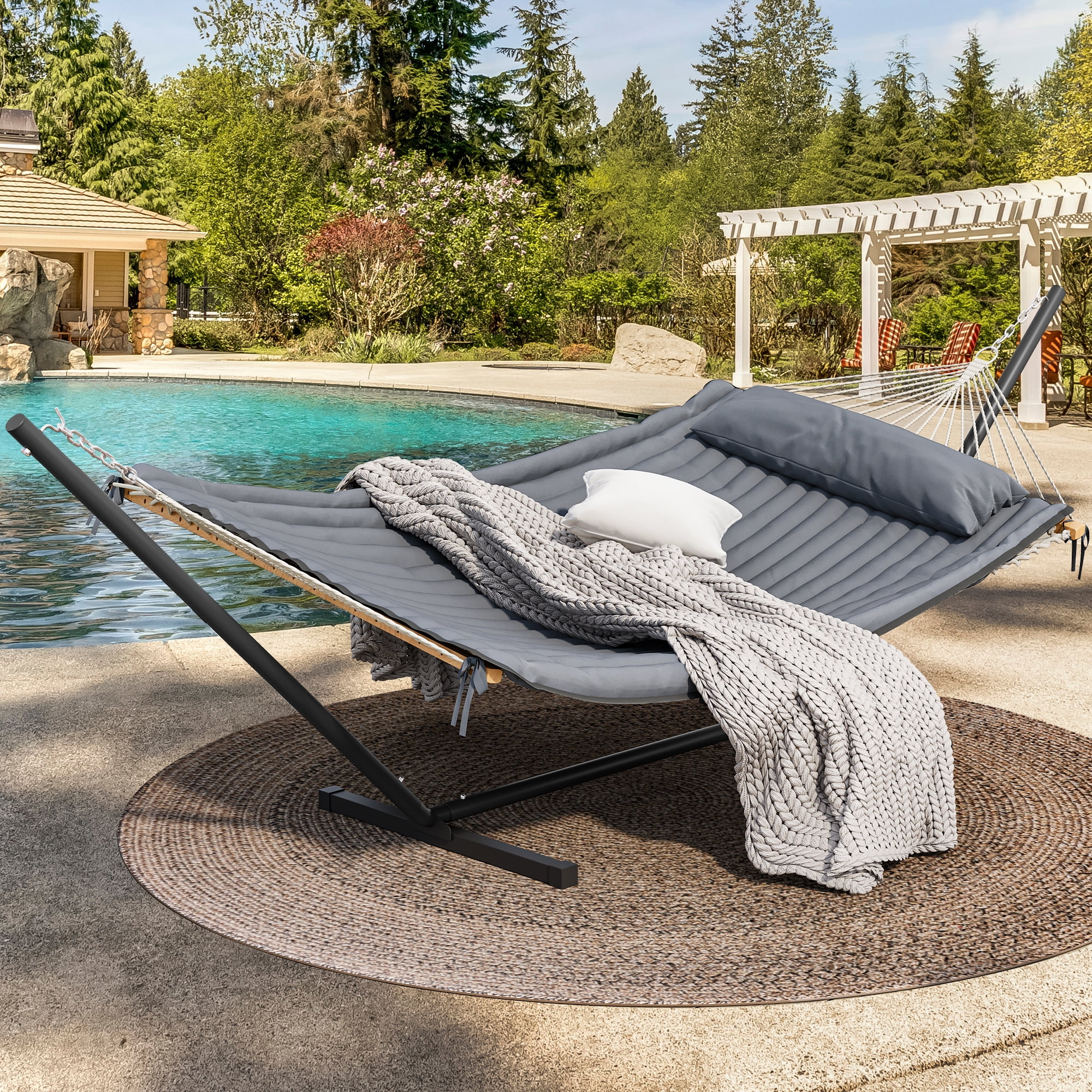 Dextrus Gray Freestanding Hammock Set, Inclusive Stand, Durable and ...