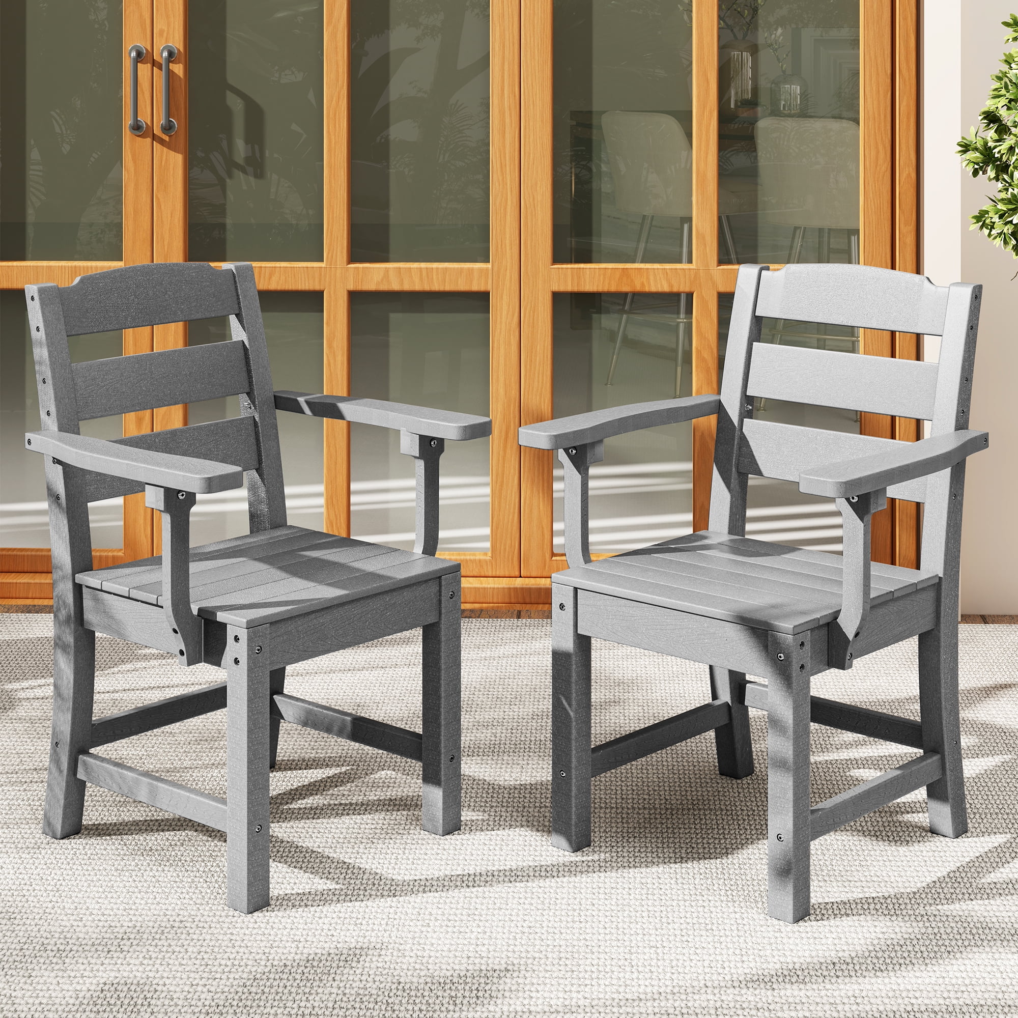 Dextrus HDPE Chairs Set of 2, Sturdy Patio Chair Bearing 330 LBS, All ...