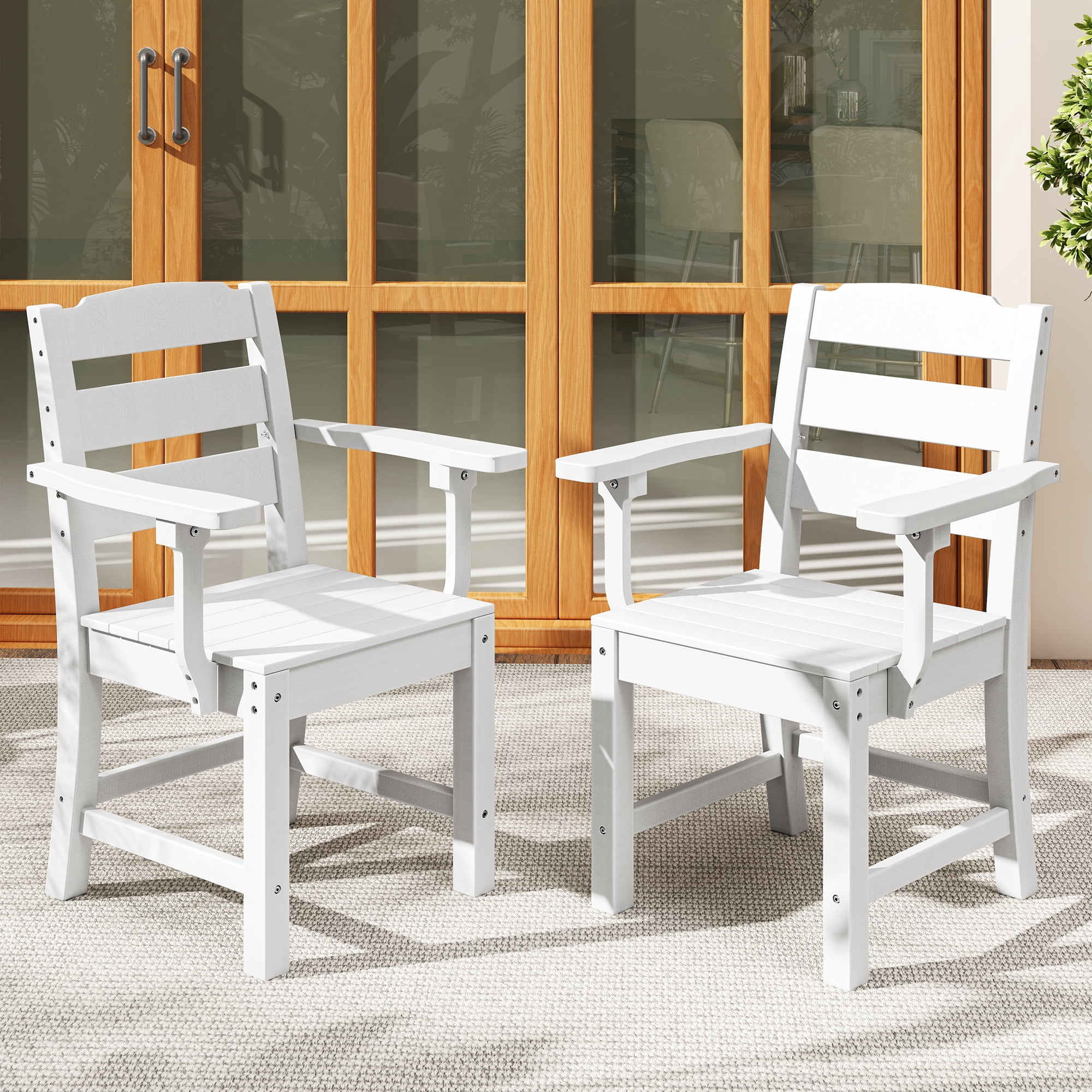 Dextrus HDPE Chairs Set of 2, Sturdy Patio Chair Bearing 330 LBS, All ...