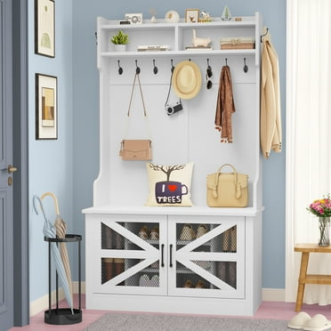 Dextrus Entryway 3-in-1 Farmhouse Coat Rack, 14 Hooks Hall Tree ...