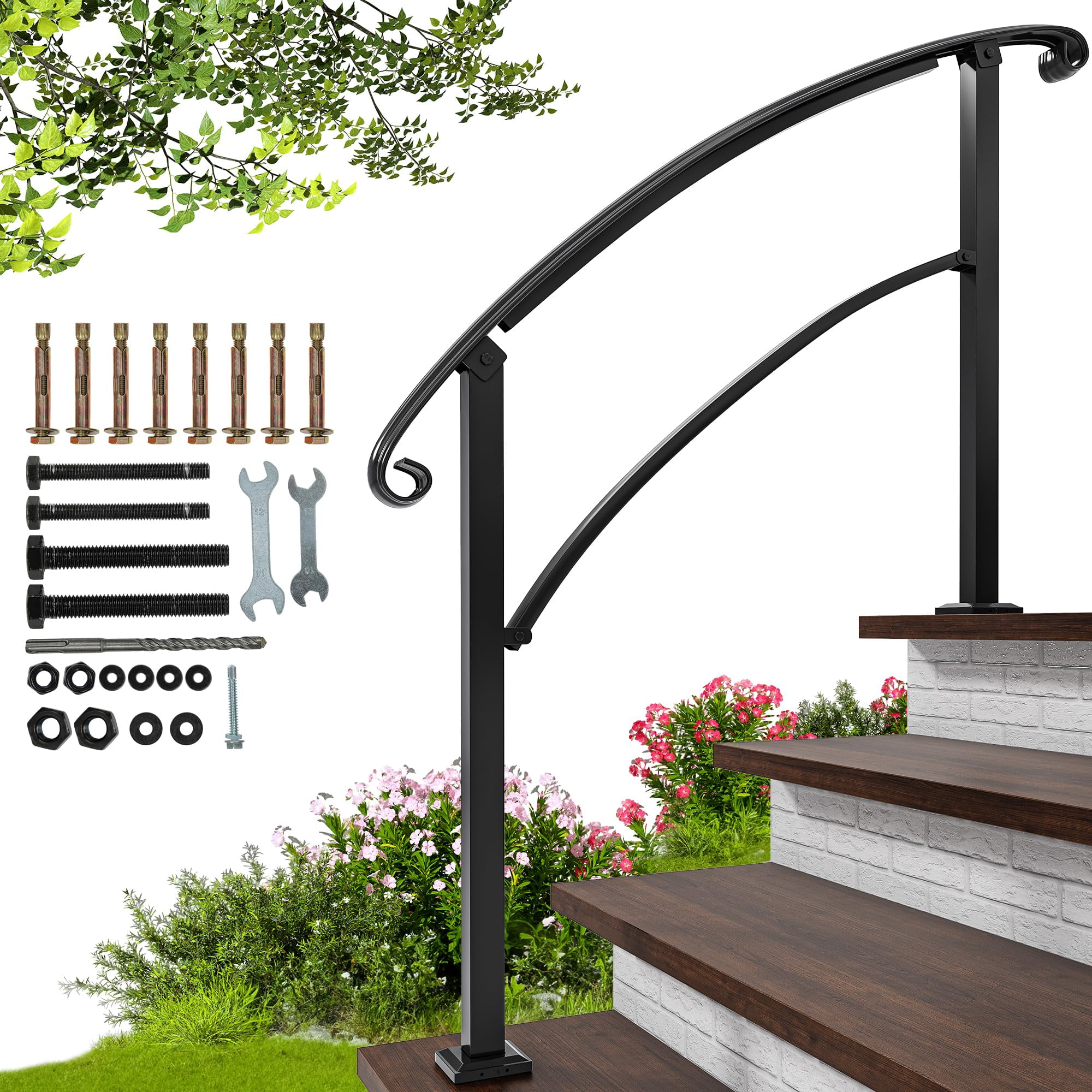 Dextrus Adjustable Staircase and Railing Handrails with Panel, Iron ...