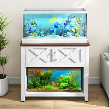 ModFusion White Aquarium Stand with Storage Cabinet & Power Outlets ...