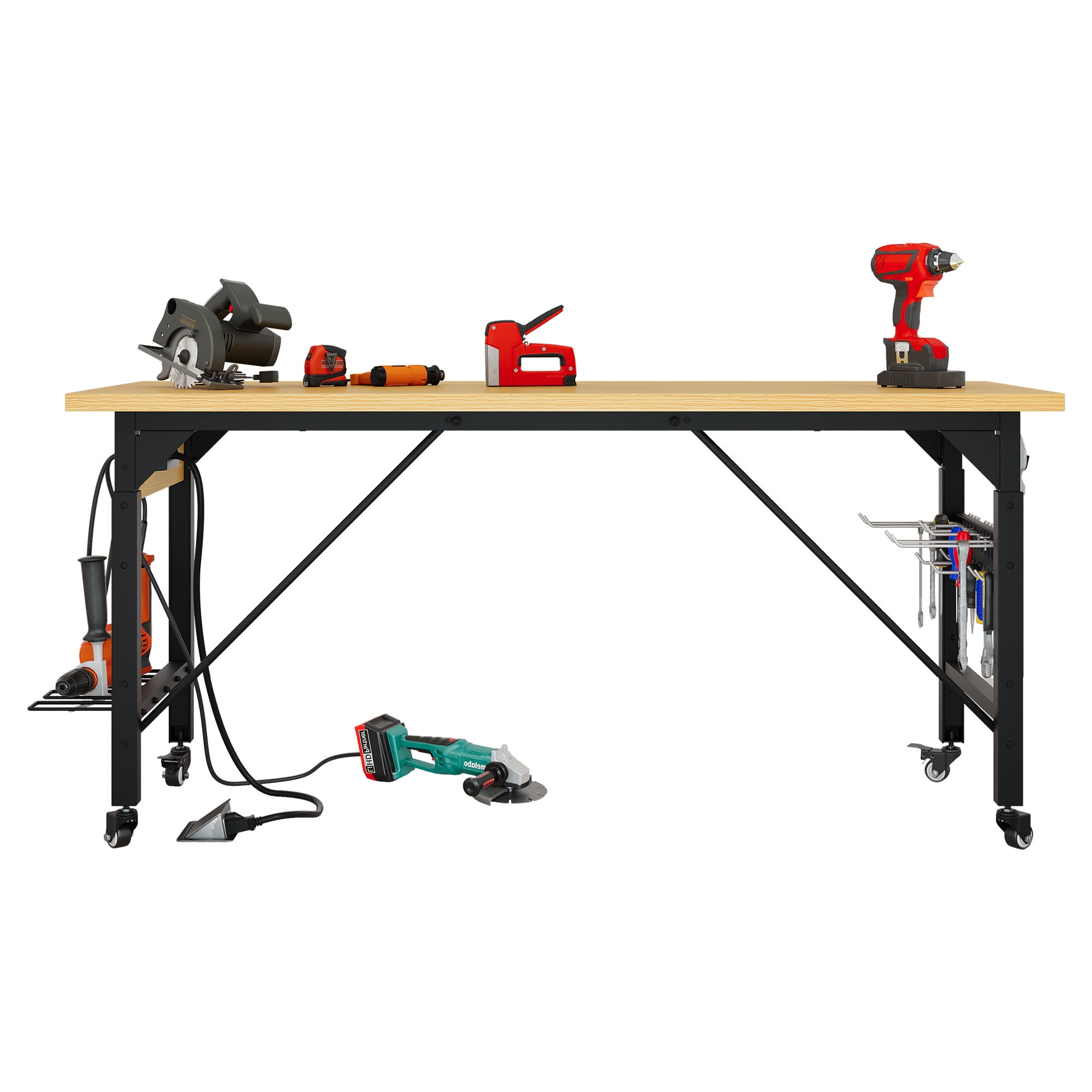 Dextrus Portable Workbench with Power Outlets, Adjustable Height ...