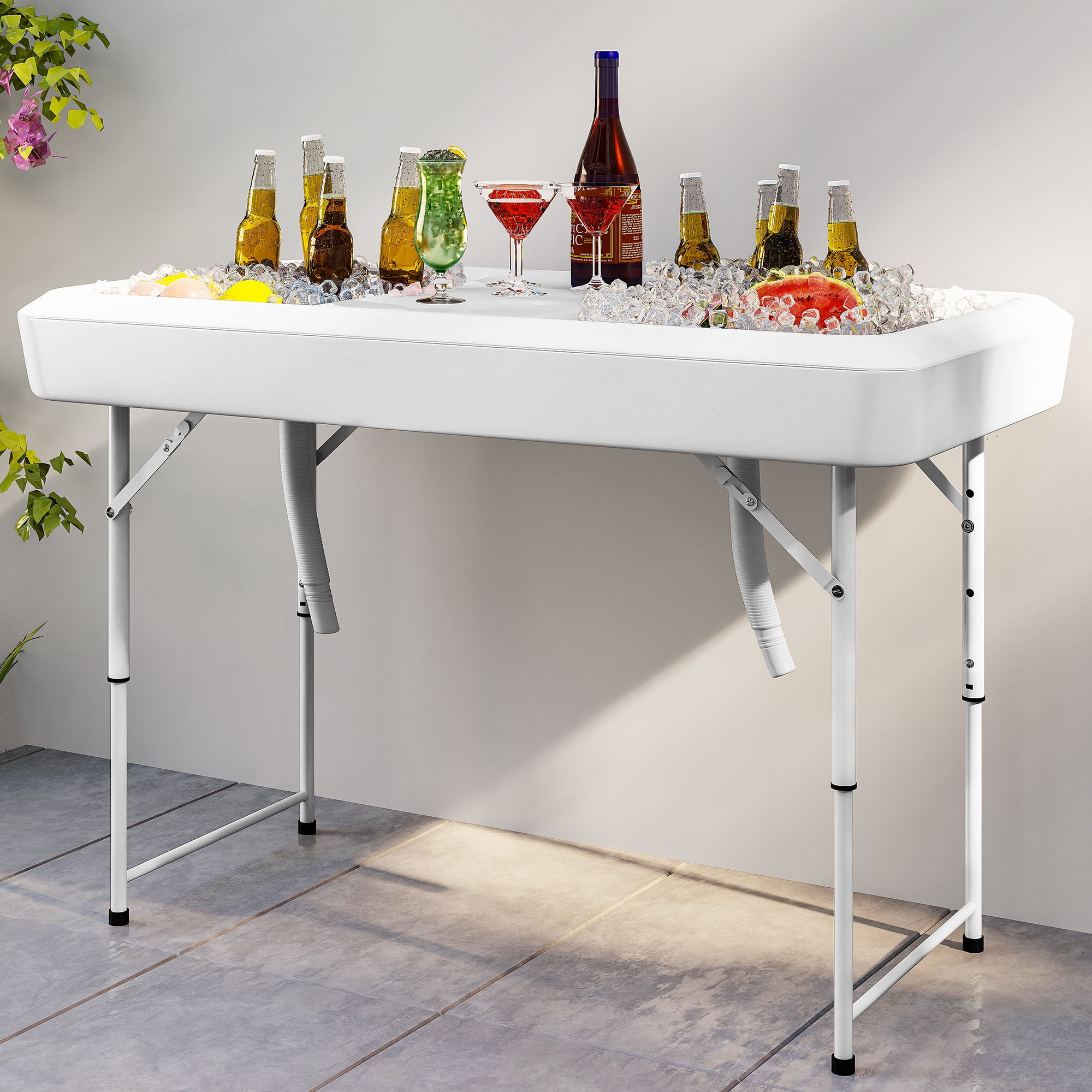 Dextrus Ice Table, 4FT Folding Ice Cooler Table with Drain and Skirt ...