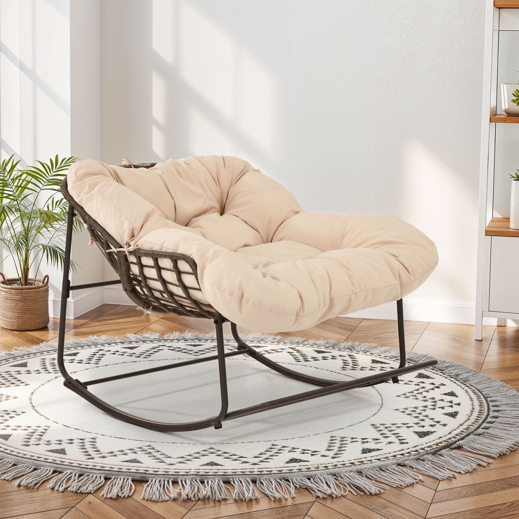 Dextrus Indoor Outdoor Rocking Chairs with Cushion, Modern Grand ...