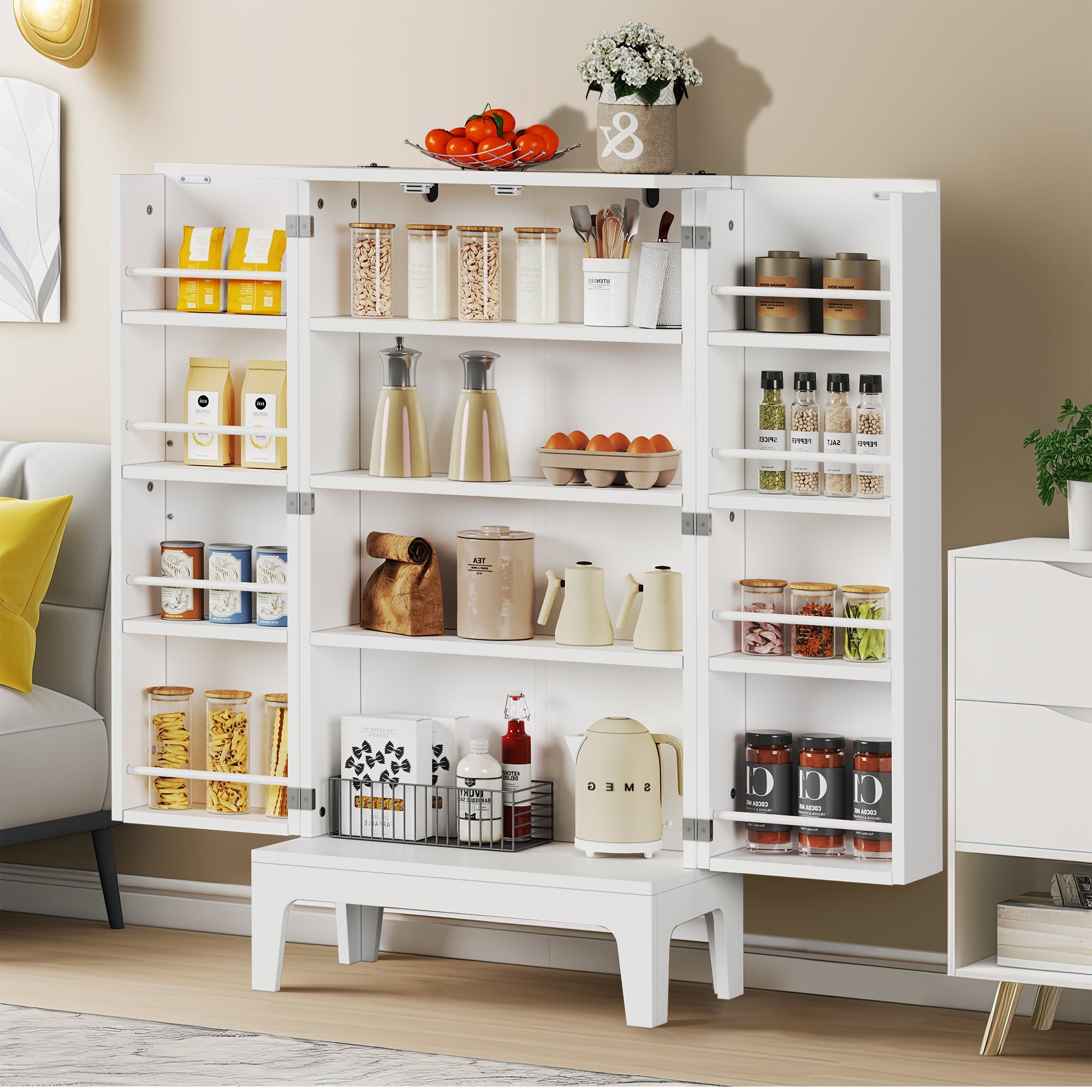 Dextrus Kitchen Pantry Cabinet, 43" Freestanding Utility Storage ...