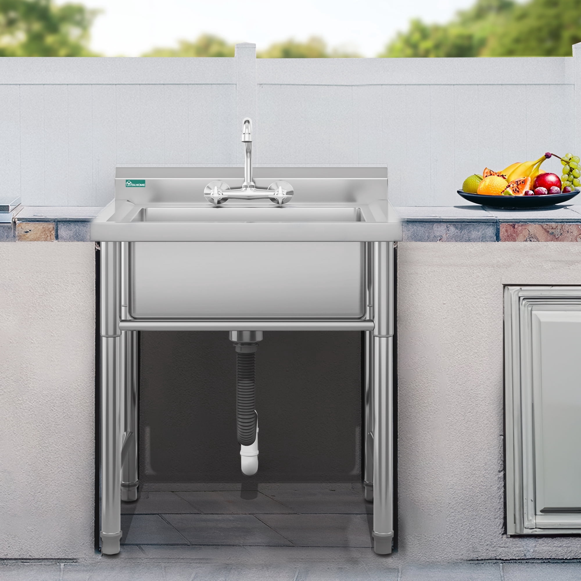 Dextrus Standalone Stainless Steel Single Bowl Sink for Garage ...