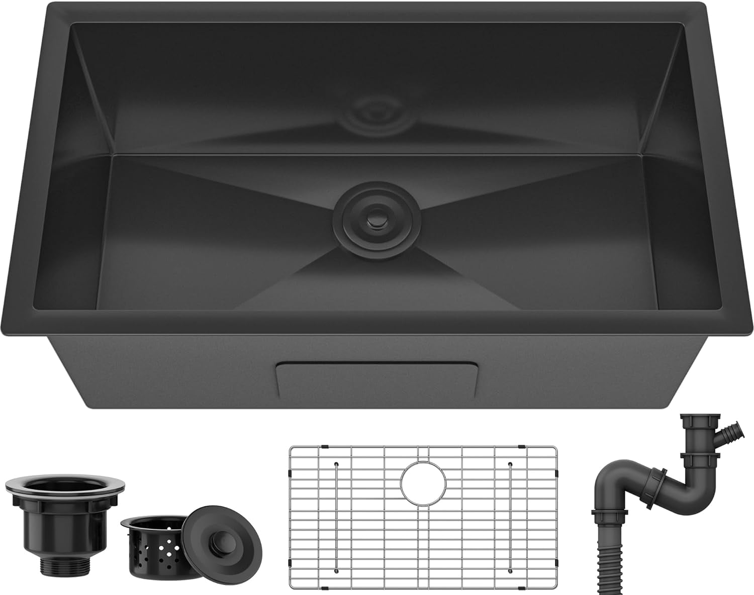 Dextrus Kitchen Sink, Undermount Sinks, Stainless SteeSingle BowBlack ...