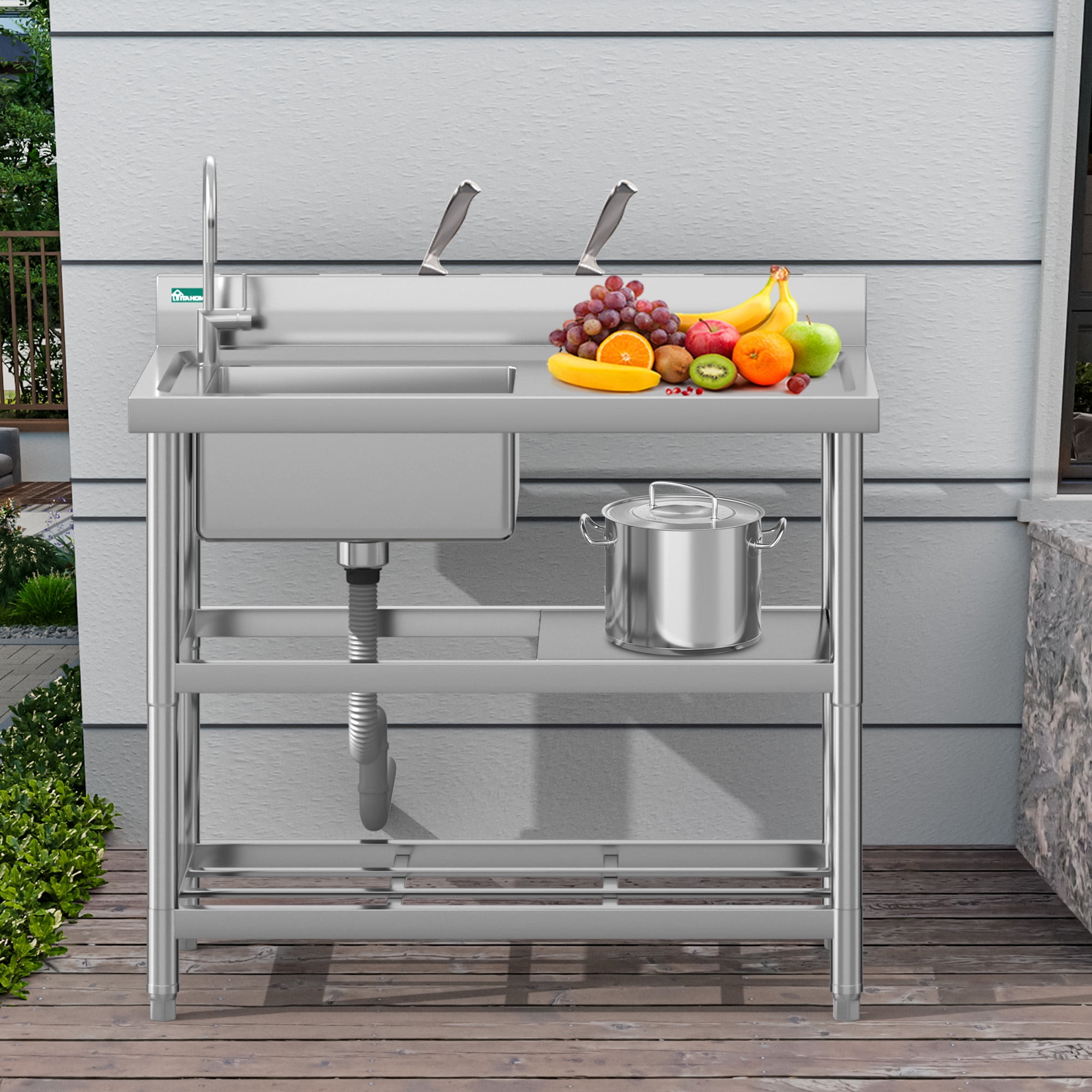 Dextrus Kitchen Sink Stainless Steel Single Bowl Freestanding ...