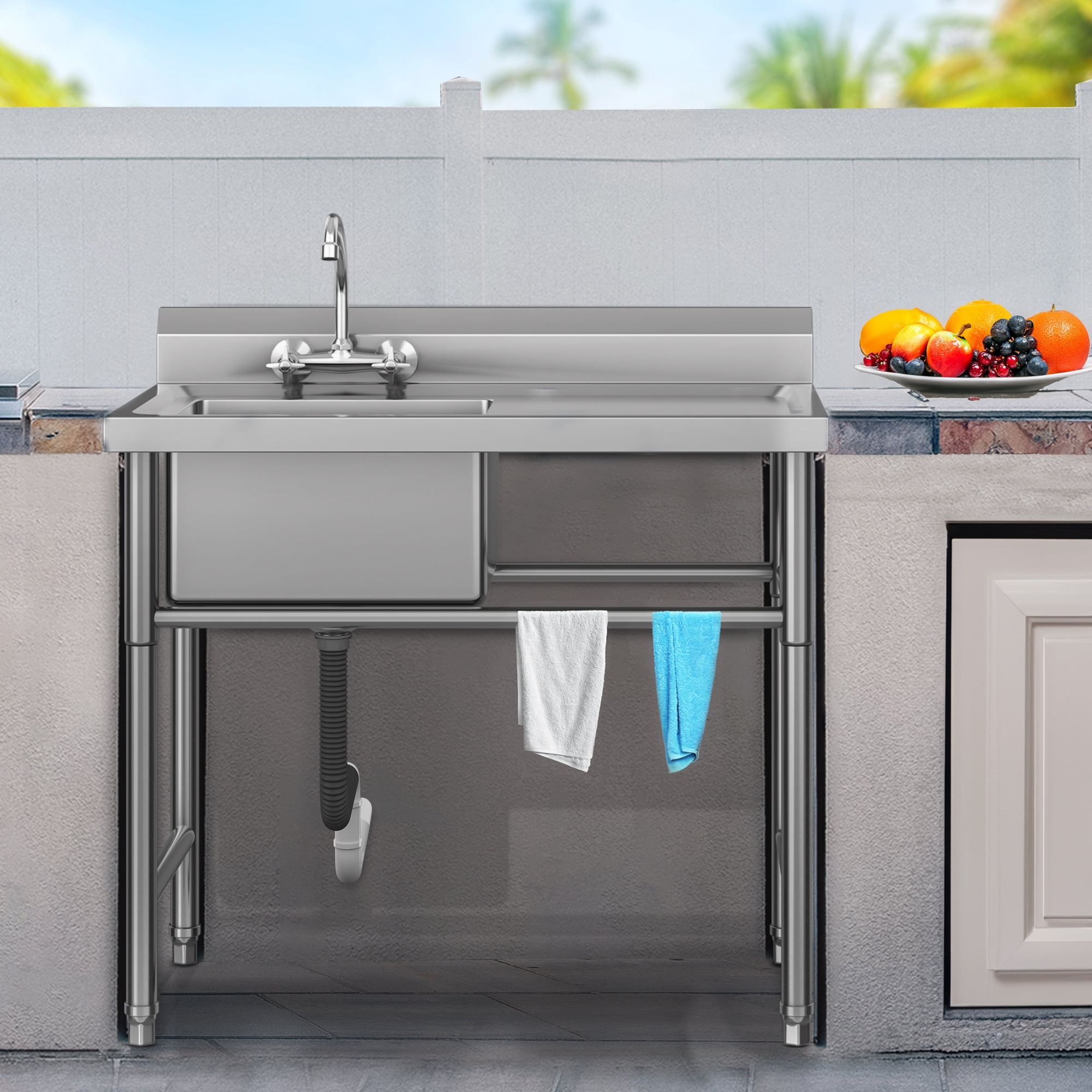 Dextrus Kitchen Sink Stainless Steel Single Bowl with Drainboard ...