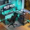 Dextrus 59 inch L-Shaped Desk with Power Outlet & USB Ports, Office ...