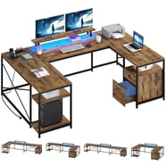 TribeSigns Two Person Desk with Bookshelf, 78.7 Computer Office Double ...