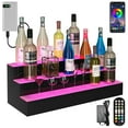 Dextrus LED Lighted Liquor Bottle Display Shelf 3-Step 30-inch Acrylic ...